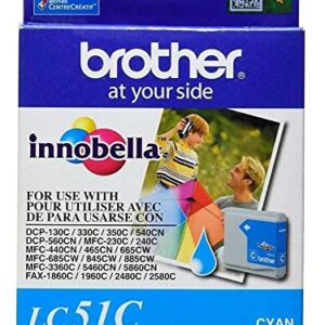 Brother LC51C OEM Ink - DCP 130 330C 350C FAX 1860 1960C 2480C 2580C MFC 230C 240C 440CN 465CN 665CW 685CW 845CW 885CW 3360C 5460CN 5860CN Cyan Ink (400 Yield) - Brother LC51C