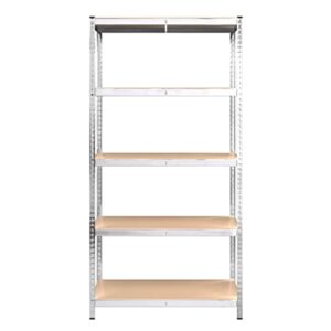 vidaXL 3X 5-Layer Heavy-Duty Shelves Industrial Shelving Workshop Storage Rack Warehouse Corner Shelf Unit Silver Steel and Engineered Wood