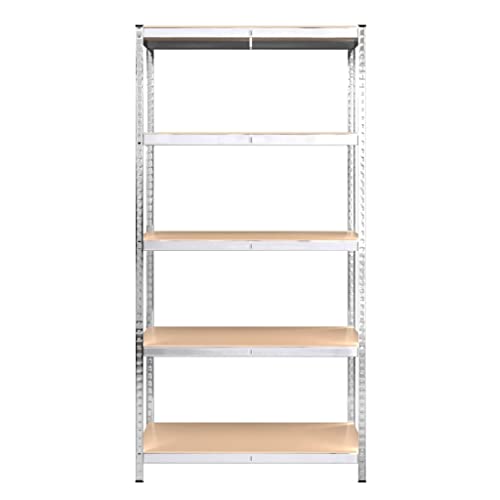 vidaXL 3X 5-Layer Heavy-Duty Shelves Industrial Shelving Workshop Storage Rack Warehouse Corner Shelf Unit Silver Steel and Engineered Wood