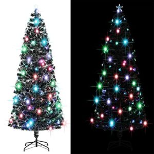 vidaxl christmas tree with leds green and white 8 ft fiber optic