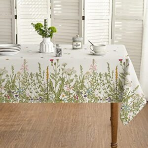 horaldaily spring summer tablecloth 60×120 inch, wild flowers floral table cover for party picnic dinner decor