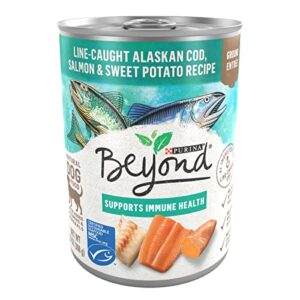 purina beyond cod, salmon and sweet potato natural ground grain free wet dog food pate – (12) 13 oz. cans