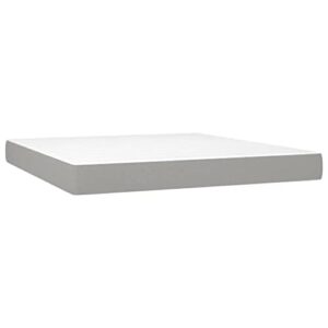 vidaXL Box Spring Bed with Mattress Home Bedroom Mattress Pad Double Bed Frame Base Foam Topper Furniture Light Gray 76"x79.9" King Fabric