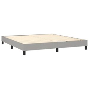 vidaXL Box Spring Bed with Mattress Home Bedroom Mattress Pad Double Bed Frame Base Foam Topper Furniture Light Gray 76"x79.9" King Fabric