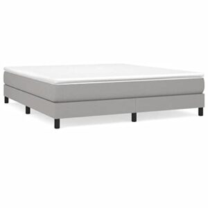 vidaXL Box Spring Bed with Mattress Home Bedroom Mattress Pad Double Bed Frame Base Foam Topper Furniture Light Gray 76"x79.9" King Fabric