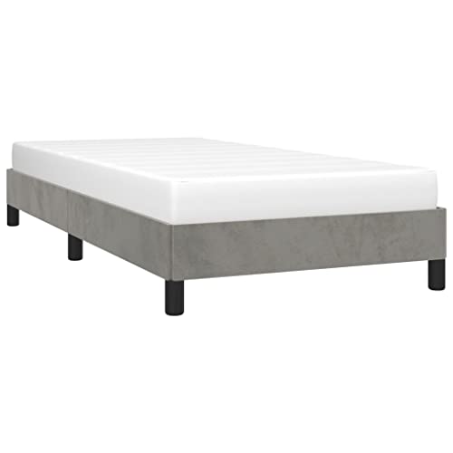 vidaXL Bed Frame Home Indoor Bed Accessory Bedroom Wooden Upholstered Single Bed Base Frame Furniture Light Gray 39.4"x74.8" Twin Velvet