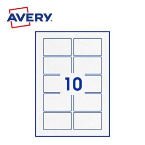 avery – pack of 100 rectangular self-adhesive labels, white paper, 80 x 50 mm, customisable and printable laser, inkjet and copier (ppw-80 x 50.fr)