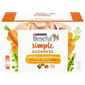 purina beneful dry dog food, simple goodness with farm raised chicken – 32 ct. box