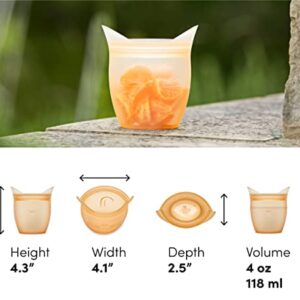 Zip Top Reusable 100% Silicone Baby + Kid Snack Containers- The only containers that stand up, stay open and zip shut! No Lids! Made in the USA - Orange Cat