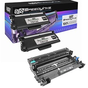 Speedy Inks Compatible Toner Cartridge and Drum Unit Replacement for Brother TN720 and DR720 (2 Black, 1 Drum, 3-Pack)