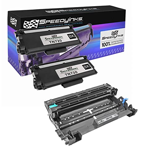 Speedy Inks Compatible Toner Cartridge and Drum Unit Replacement for Brother TN720 and DR720 (2 Black, 1 Drum, 3-Pack)