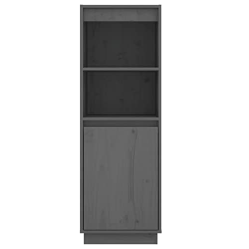 vidaXL Highboard Gray 14.6"x13.4"x43.3" Solid Wood Pine