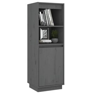 vidaXL Highboard Gray 14.6"x13.4"x43.3" Solid Wood Pine