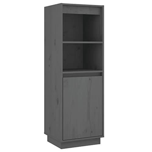 vidaXL Highboard Gray 14.6"x13.4"x43.3" Solid Wood Pine