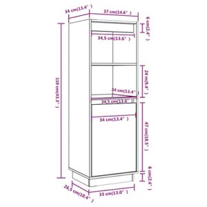 vidaXL Highboard Gray 14.6"x13.4"x43.3" Solid Wood Pine