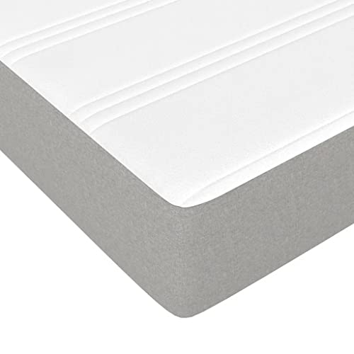 vidaXL Box Spring Bed with Mattress Home Bedroom Mattress Pad Double Bed Frame Base Foam Topper Furniture Light Gray 59.8"x79.9" Queen Fabric