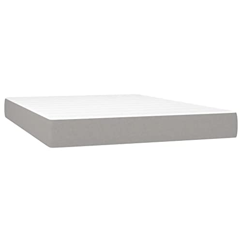 vidaXL Box Spring Bed with Mattress Home Bedroom Mattress Pad Double Bed Frame Base Foam Topper Furniture Light Gray 59.8"x79.9" Queen Fabric