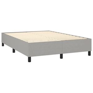 vidaXL Box Spring Bed with Mattress Home Bedroom Mattress Pad Double Bed Frame Base Foam Topper Furniture Light Gray 59.8"x79.9" Queen Fabric