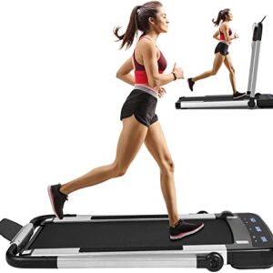 Fophet2 in 1 Under Desk Treadmill, 2.25HP Folding Walking Running Machine Installation-Free, with Remote Control, APP Control, and LED Display Walking Jogging for Home and Office Workout