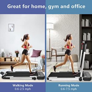 Fophet2 in 1 Under Desk Treadmill, 2.25HP Folding Walking Running Machine Installation-Free, with Remote Control, APP Control, and LED Display Walking Jogging for Home and Office Workout