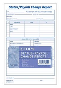 tops employee status/payroll change report, 2-part, carbonless, 50 st/pk (3840) – white/canary