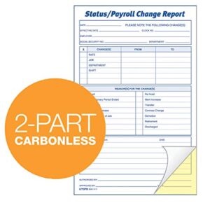 TOPS Employee Status/Payroll Change Report, 2-Part, Carbonless, 50 ST/PK (3840) - White/Canary