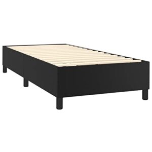 vidaXL Box Spring Bed Frame Home Indoor Bed Accessory Bedroom Upholstered Single Bed Base Furniture Black 39.4"x79.9" Twin XL Faux Leather