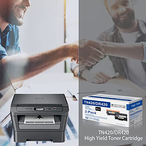 2-Pack(1Toner+1Drum) TN-420 TN420 Toner and DR420 DR 420 Drum Replacement for Brother TN 420 DR-420 HL-2270DW HL-2280DW HL-2230 HL-2240 MFC-7360N MFC-7860DW 2840 2940 Printer