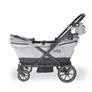 Larktale Caravan Coupe - Compact 2-Seater Stroller Wagon with Small Fold - Adjustable Canopies Included - Gray/Black