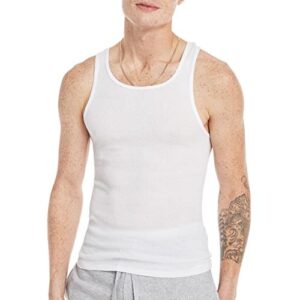 hanes men’s comfortsoft moisture wicking tagless tank undershirts-multipacks, white 12-pack, medium