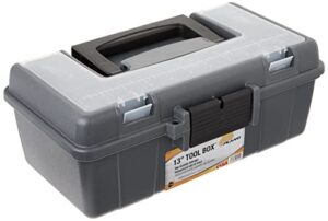 plano molding 114-002 13-inch compact tool box, graphite gray with black handle and latches