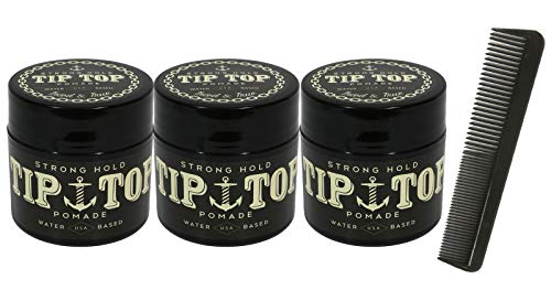 TIP TOP Strong Hold Water Based Pomade 4.25oz Pack of 3