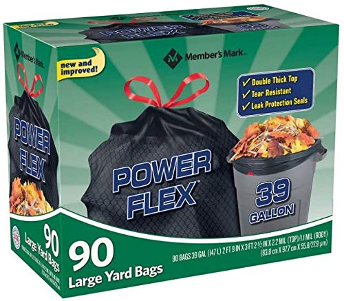 Member's Mark 39 gal. Power-Guard yd Drawstring Trash Bags (90 ct.) (90 Count (Pack of 2))