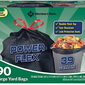 Member's Mark 39 gal. Power-Guard yd Drawstring Trash Bags (90 ct.) (90 Count (Pack of 2))