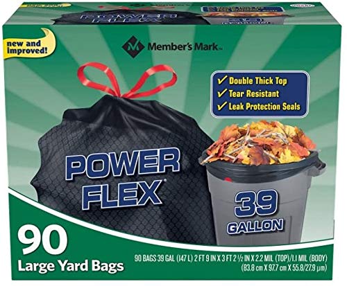 Member's Mark 39 gal. Power-Guard yd Drawstring Trash Bags (90 ct.) (90 Count (Pack of 2))