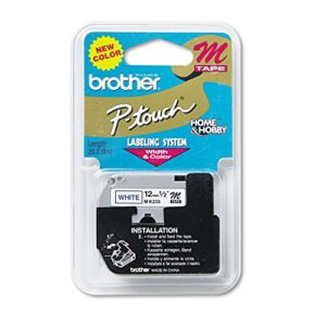 brother mk233 m series labeling tape for p-touch labelers, 1/2-inch w, blue on white