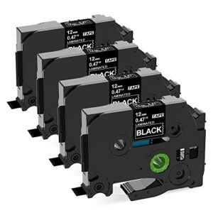 4 White + 4 Black Label Tape Replacement for Brother Ptouch TZe-231 TZe-335 TZ Tape 12mm 0.47 Laminated Tape