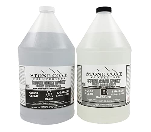 Stone Coat Countertops Epoxy Kit (2 Gal) – DIY Epoxy Resin Kit for Coating Kitchens, Bathrooms, Counters, Tables, Wood Slabs, and More! Heat Resistant and Clear Epoxy Resin!