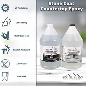 Stone Coat Countertops Epoxy Kit (2 Gal) – DIY Epoxy Resin Kit for Coating Kitchens, Bathrooms, Counters, Tables, Wood Slabs, and More! Heat Resistant and Clear Epoxy Resin!