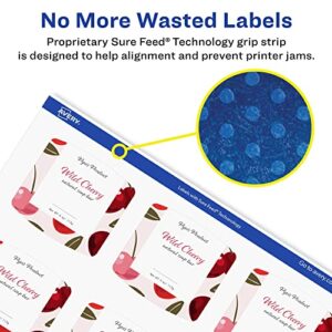 Avery Glossy White Arched Square Labels with Sure Feed, 2" x 2-3/16", 1,200 Glossy White Labels, Print-to-The-Edge, Permanent Label Adhesive, Laser/Inkjet Printable Labels