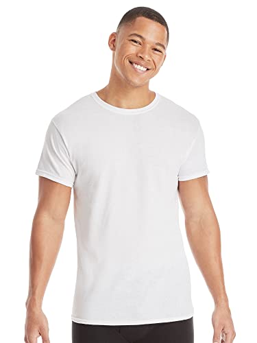 Hanes Men's White T-Shirt Pack (Colors Available), Moisture-Wicking Shirts, 100% Cotton Undershirts for Men, Multipack