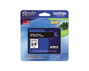 brother part# tze-345 label tape (oem) 3/4″ white on black