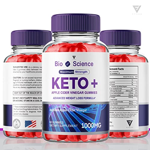 (3 Pack) Bio Science Keto Gummies for Weight Loss, BioScience Keto ACV Apple Cider Vinegar Gummies, Bio Science Keto Plus AVC Shark Belly Tank Oprah Winfrey Gunmies 525 MG Products (180 Gummies)