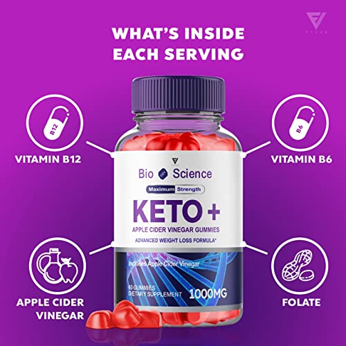 (3 Pack) Bio Science Keto Gummies for Weight Loss, BioScience Keto ACV Apple Cider Vinegar Gummies, Bio Science Keto Plus AVC Shark Belly Tank Oprah Winfrey Gunmies 525 MG Products (180 Gummies)