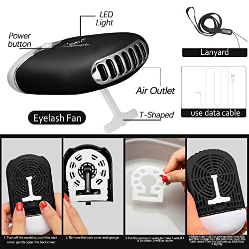 3 Pieces USB Mini Portable Fans Rechargeable Electric Handheld Air Conditioning Lash Shampoo Brushes Nose Blackhead Facial Cleaning Brush Plastic Wash Bottle (Black and White)