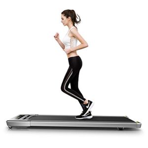 rhythm fun treadmill under desk treadmill folding portable walking treadmill with wide tread belt super slim mini quiet slow running treadmill with smart remote and workout app for home and office