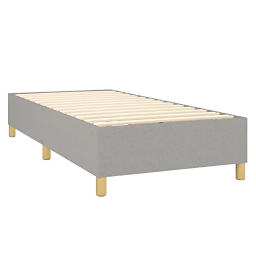 vidaXL Box Spring Bed with Mattress Home Bedroom Mattress Pad Single Bed Frame Base Foam Topper Furniture Light Gray 39.4"x74.8" Twin Fabric