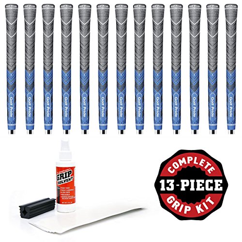 Golf Pride MCC Plus4 Standard Blue - 13 pc Golf Grip Kit (with Tape, Solvent, Vise clamp)