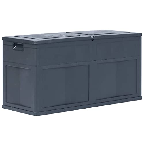 vidaXL Patio Storage Box Tool Case Deck Cushion Organizer Indoor Patio Easy to Assemble Durable Lockable Weather Resistant 84.5 gal Black Plastic