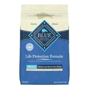 blue buffalo life protection formula natural adult dry dog food, chicken and brown rice 30-lb